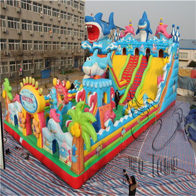 Lovely CE approved inflatable combo slide, inflatable bouncy castle for kids play