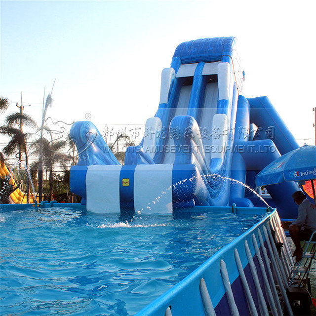 china cheap inflatables backyard swimming pool water slides ,red and blue inflatable waterslides