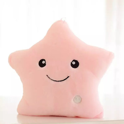 Soft Star Pillow with Glowing LED Light Up Star Pattern Plush Toy with Night Light Home Bedroom Living Room Decoration