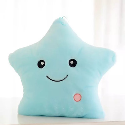 Soft Star Pillow with Glowing LED Light Up Star Pattern Plush Toy with Night Light Home Bedroom Living Room Decoration