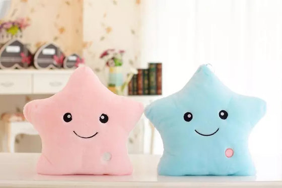 Soft Star Pillow with Glowing LED Light Up Star Pattern Plush Toy with Night Light Home Bedroom Living Room Decoration