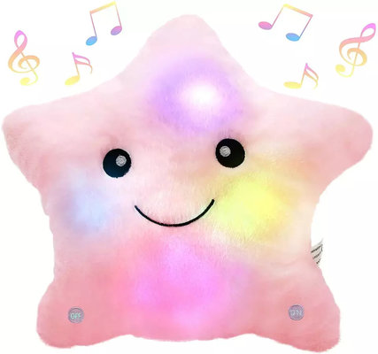 Soft Star Pillow with Glowing LED Light Up Star Pattern Plush Toy with Night Light Home Bedroom Living Room Decoration