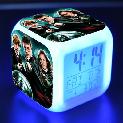 Hot product 7 colors changing LED white desk table digital alarm clock with rectangular white frame