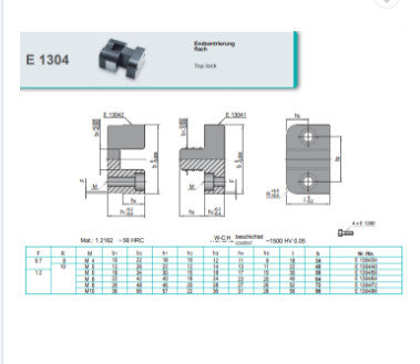 standard mould locat parts square interlock side locks E1304 WCH DLC coating