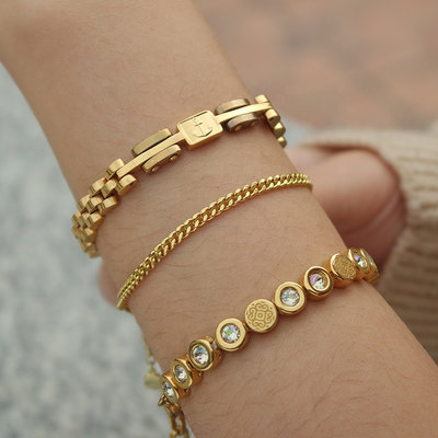 Miami Adjustable 18K Gold Plated Steel Men and Women Cuban Link Chain Bracelet