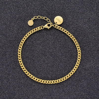 Miami Adjustable 18K Gold Plated Steel Men and Women Cuban Link Chain Bracelet