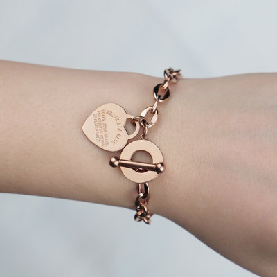 Women fashion rose gold OT chain link bracelets stainless steel Custom