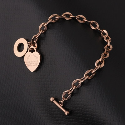 Women fashion rose gold OT chain link bracelets stainless steel Custom