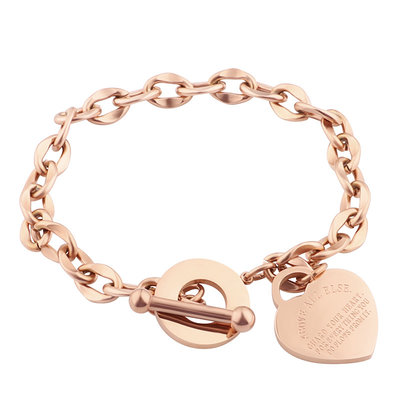 Women fashion rose gold OT chain link bracelets stainless steel Custom