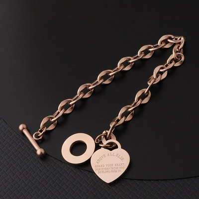 Women fashion rose gold OT chain link bracelets stainless steel Custom