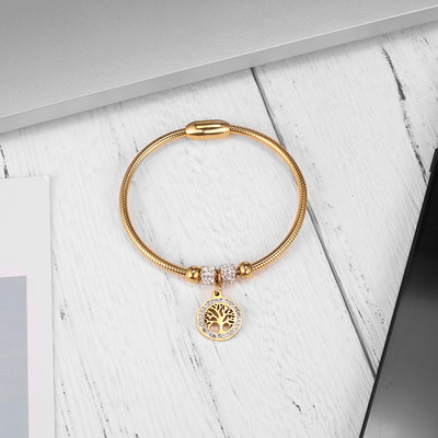 wholesale gold tree of life stainless steel 316l jewelry bracelets for women jewelry