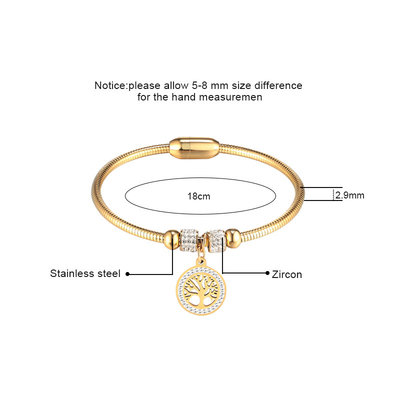 wholesale gold tree of life stainless steel 316l jewelry bracelets for women jewelry