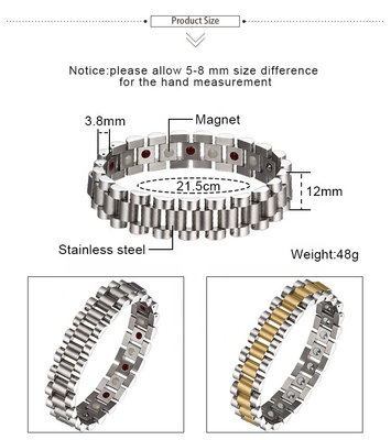 high fashion 316L stainless steel band men silver jewelry magnetic bracelet Custom logo