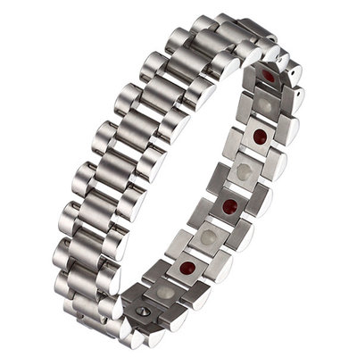 high fashion 316L stainless steel band men silver jewelry magnetic bracelet Custom logo