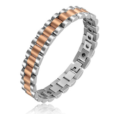 high fashion 316L stainless steel band men silver jewelry magnetic bracelet Custom logo