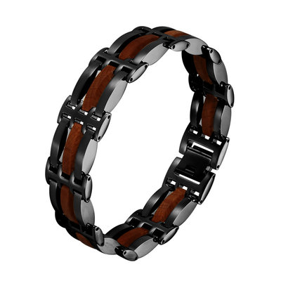 2021 Fashion Luxury Man Gold Plated Men Stainless Steel Bracelet wood men bracelet