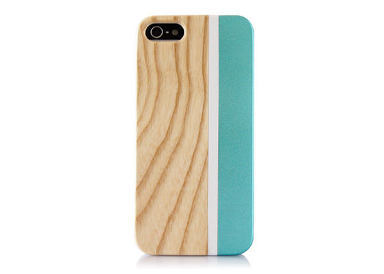 Elegant Stylish Combo Iphone5 / 5S Case Mobile Phone Covers with Ash Wood and Colorful PC