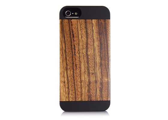 Custom Zebra Wood Mobile Phone Back Cases / Cell Phone Protective Shell with PC Base