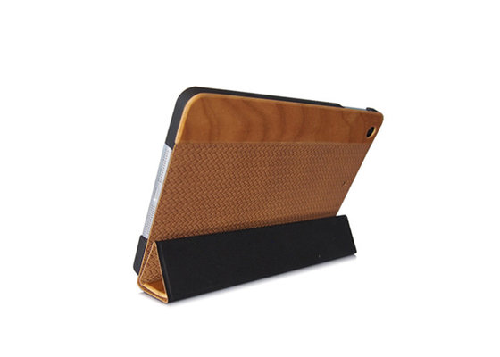 Classic Style Wood iPad Air Leather Folio Case , Apple iPad Flip Protective Cases