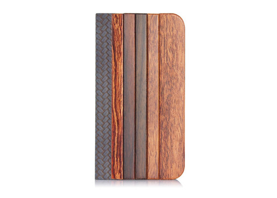 Iphone4 / 4S Leather Cell Phone Case With Stand Function , Tablet Phone Wood Folio Cases