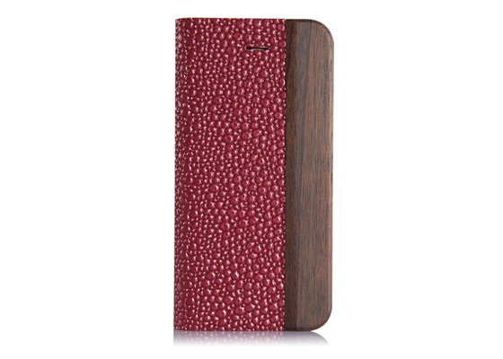 Luxury Red Iphone 5 / 5S Cell Phone Case with Real Wood and PC Shell