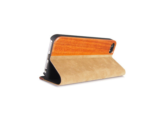 Real Wood and Brown Sleep Unique Leather Cell Phone Case For Apple Iphone5 / 5S