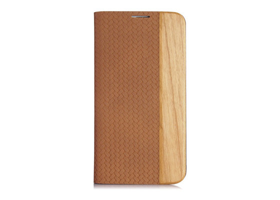 Cherry Wood and Leather Cell Phone Case Samsung Galaxy S5 Folio Case for Smart Tablet Phones