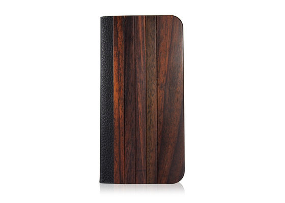 Cool Book Style Real Wood and Leather Flip Phone Case For Apple Iphone 6