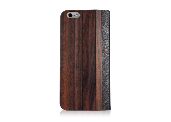 Cool Book Style Real Wood and Leather Flip Phone Case For Apple Iphone 6