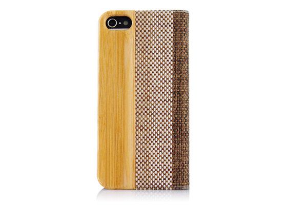 Bamboo and Leather Iphone Stand iPhone 5 Folio Wallet Cell Phone Protective Case