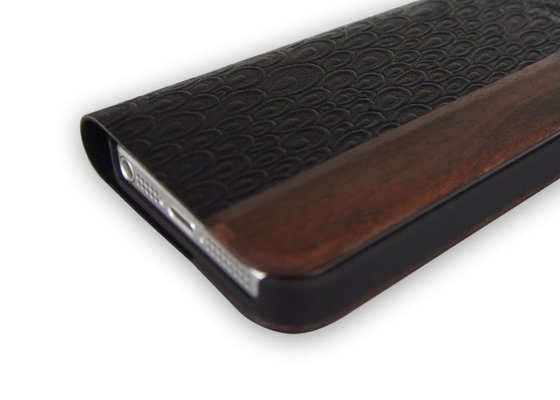 Slim Wood Iphone 5S Folio Case With Stand , Wallet Magnetic Phone Protection Case