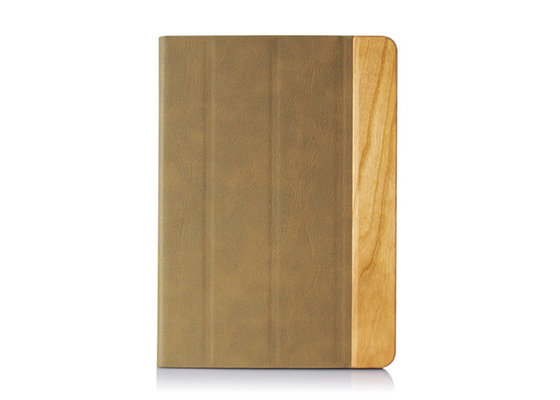 Stand Wood and Leather Universal iPad 4 Leather Folio Case For iPad 2 / 3 / 4 Protection