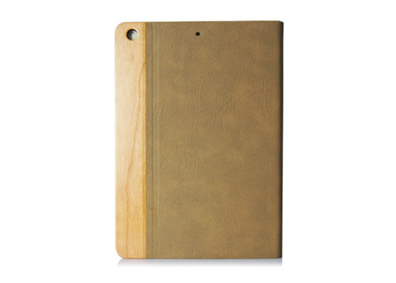 Stand Wood and Leather Universal iPad 4 Leather Folio Case For iPad 2 / 3 / 4 Protection