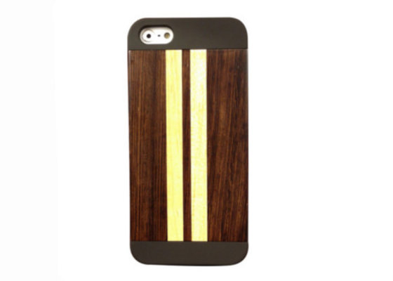 Eco Friendly Stripe Hybrid iPhone 5 Wooden Back Case , Smart Tablet Phones Cover