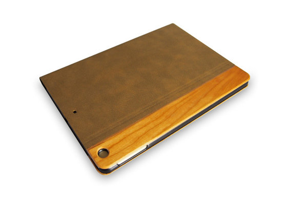 Real Leather And Nature Wood Ipad Wallet Case , Ipad Air Wooden Case Protects Back And Front Of The Ipad Air