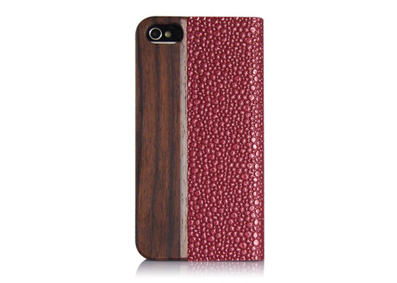 Red or Colorful Leather Wooden iPhone 4 Cover Cell Phone Case for Girls