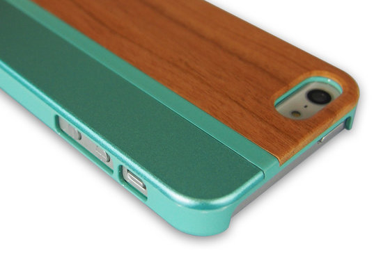Elegant Stylish Combo Iphone5 / 5S Case Mobile Phone Covers with Ash Wood and Colorful PC