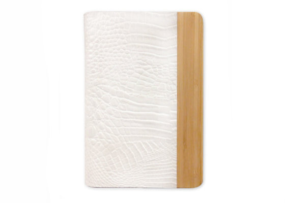 Handcrafted Recycled Wood iPad 4 Leather Folio Case With Stand , iPad Protection Case