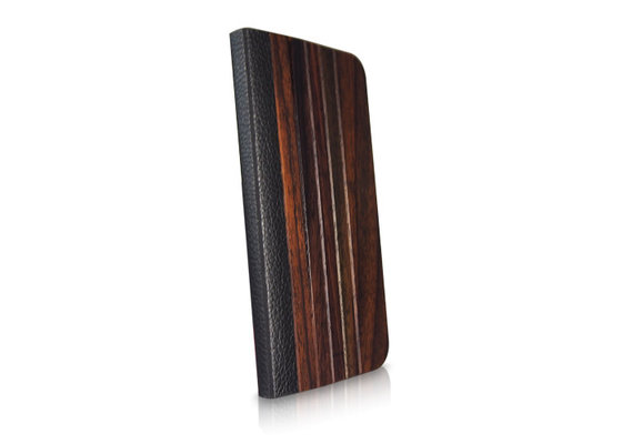 Cool Book Style Real Wood and Leather Flip Phone Case For Apple Iphone 6