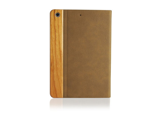 Customized Luxury Ipad Mini Wooden Case , Colorful Leather Tablet  Leather Cover