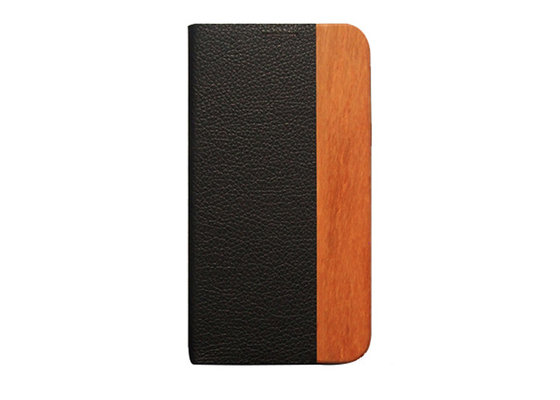 Black Leather and Wooden Samsung Galaxy S5 Leather Case For Boys Tablet Protective Covers
