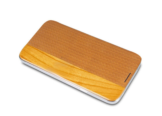 Cherry Wood and Leather Cell Phone Case Samsung Galaxy S5 Folio Case for Smart Tablet Phones