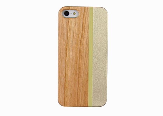 Elegant Stripe Wood and Aluminum Apple iPhone Wooden Back Cases for iPhone 5 / 5S