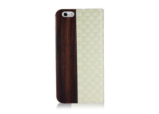Luxury African Dois De Wood & White Faux Leather , Cool Book Style Iphone 6 Phone Cases