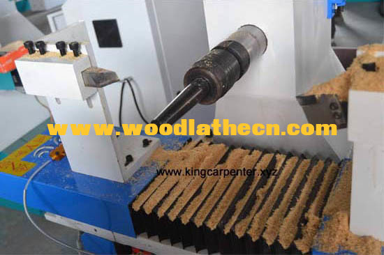 CNC wood lathe machine with carving engraving spindle