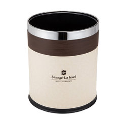 China 225*270mm round double layer leather dustbin ,metal with power coating lining supplier
