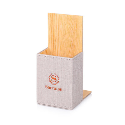 wooden 320*240*45mm pu leather information folder for 5-star hotel guest supplies supplier