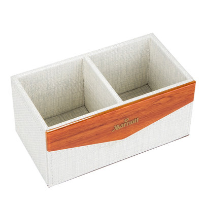 Luxury Hotel white PU leather with wooden finished plexglas square tissue box cover holder supplier