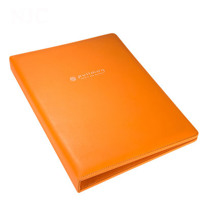 Free sample Customized hotel faux leather orange trash can supplier