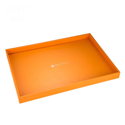 Free sample Customized hotel faux leather orange trash can supplier